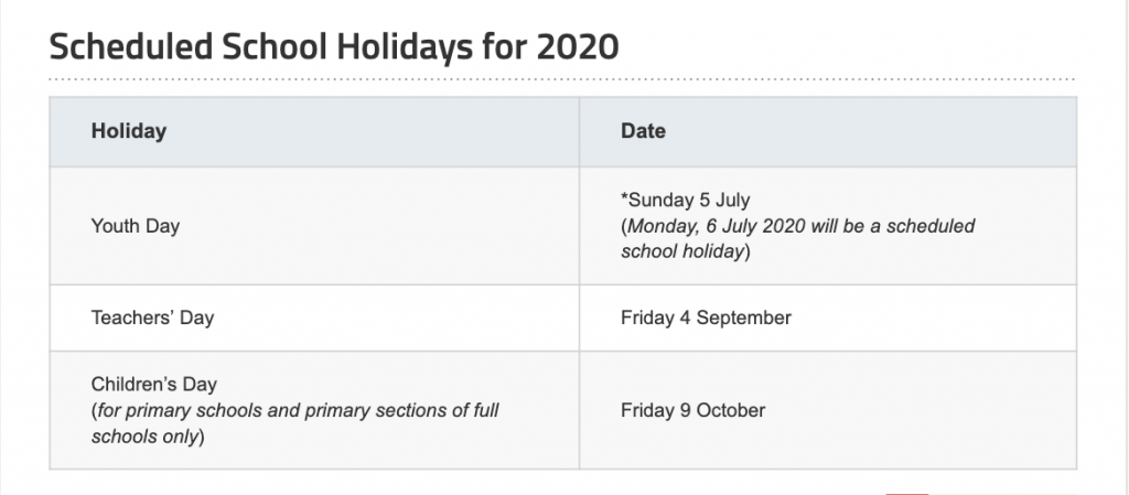 MOE announced 2020 school term dates and school holiday dates ...