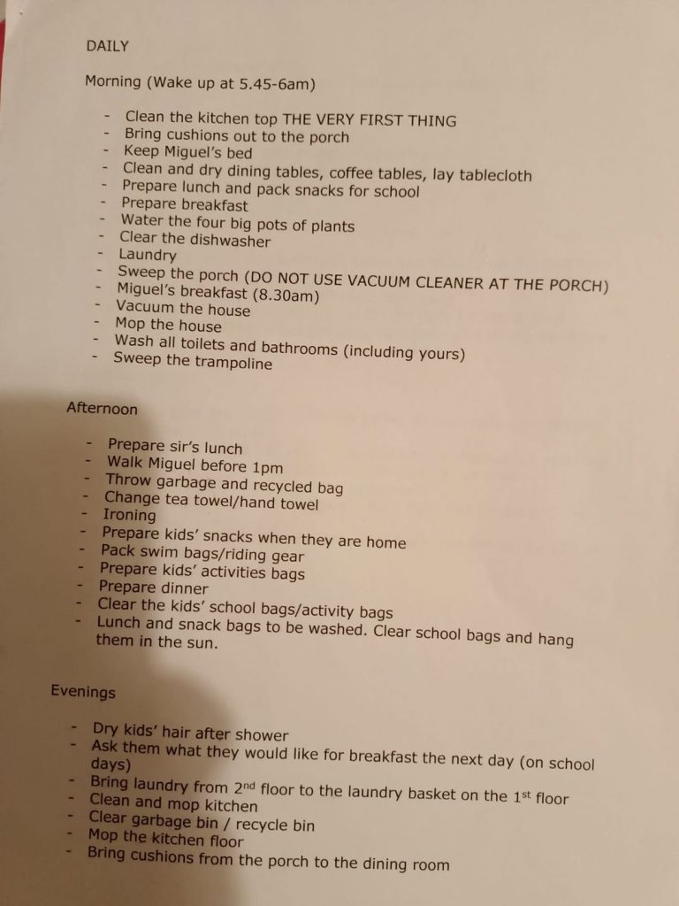 Maid given a long & detailed list of 15 tasks to do in the morning, 11 ...