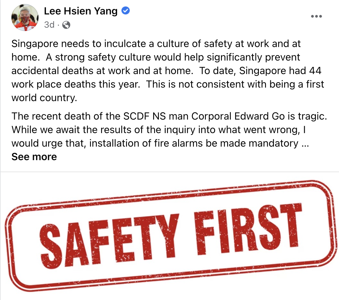 Lee Hsien Yang: 44 workplace fatalities, and death of NSF Edward Go ...