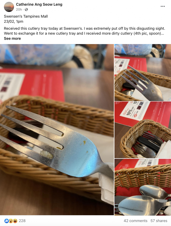 Customer given dirty cutlery, asks for new one, but gets another even ...