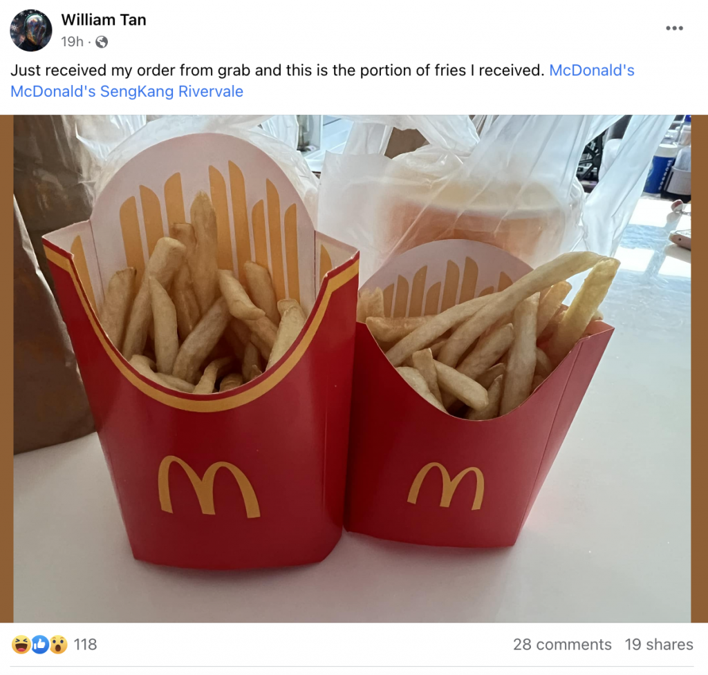 Disappointed McDonald's customer posts photo of barely full "large ...