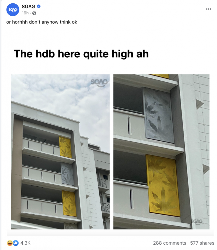 "Quite high". HDB leaf design goes viral — again - In the Hood
