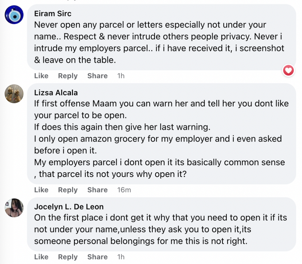 Maid keeps opening employers' parcels, despite repeated reminders, she ...