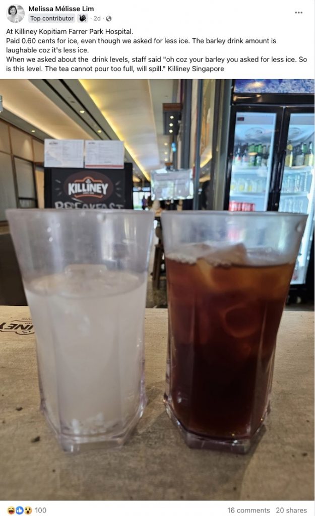 Less ice mean less drink, but doesn't mean less price, staff tells ...