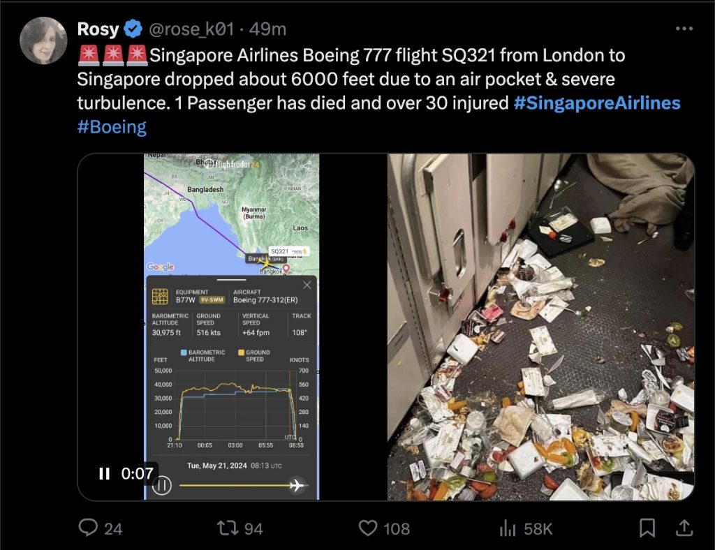 Alleged photos of turbulent SIA flight go viral online - Featured News