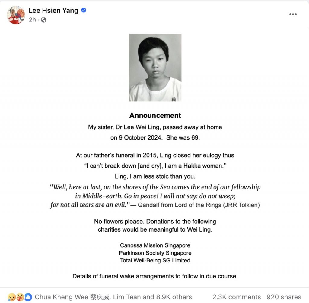 Lee Wei Ling's passing sparks fond memories, heartfelt tributes and ...