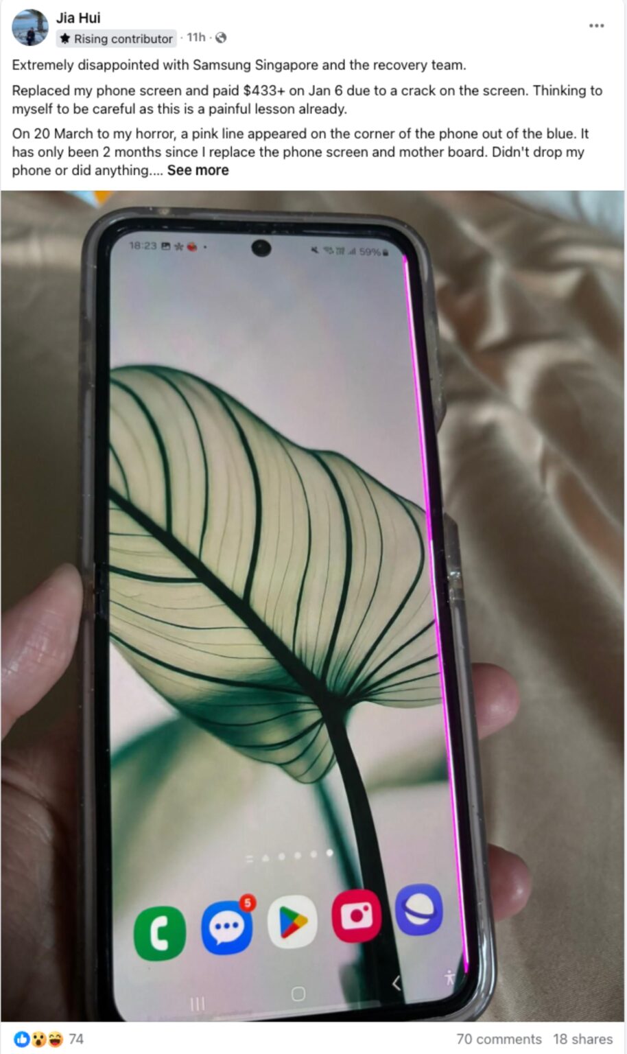 Woman Disappointed with Samsung Over Faulty Replacement Screen