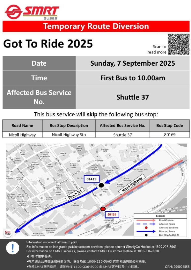 Shuttle bus 37 to skip Nicoll Highway stop on Sep 7 for Got To Ride ...