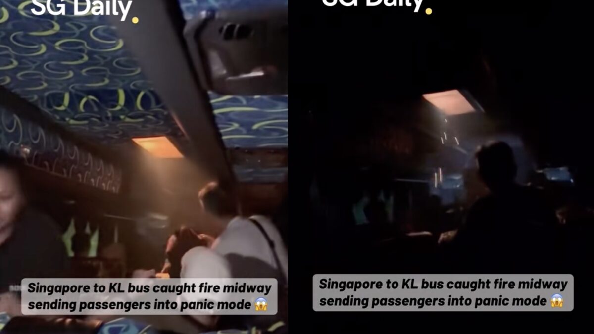 Sparks & smoke on bus from SG to KL; panicked passengers caught on cam ...