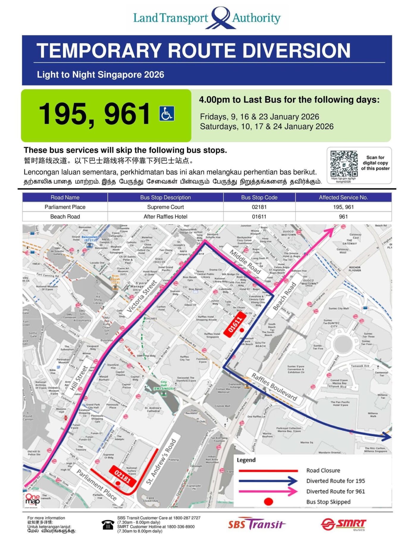 PSA: Bus services 961 and 195 to skip stops on selected January nights ...